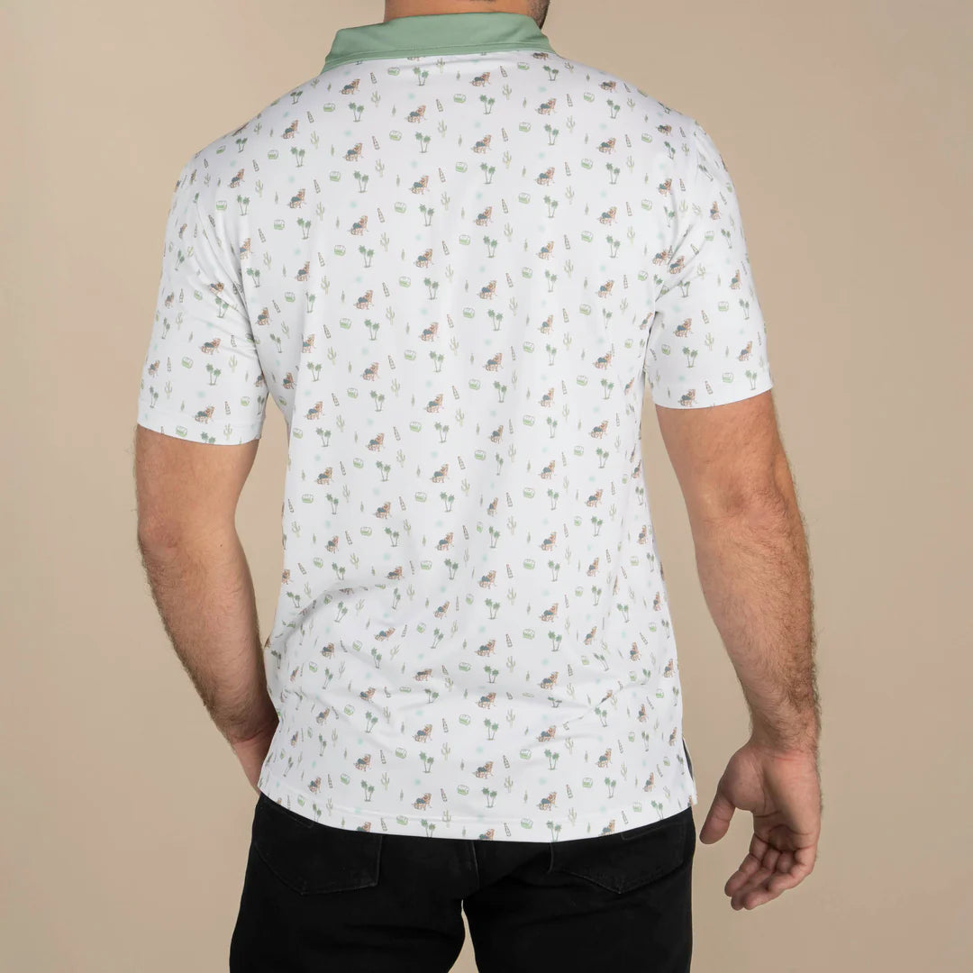 High Noon Performance Polo- Oasis White – Hays Co. Outfitters